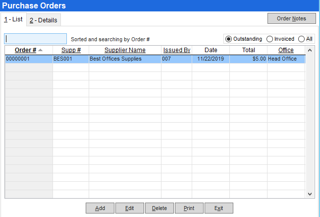 Work with purchase orders (Back Office)