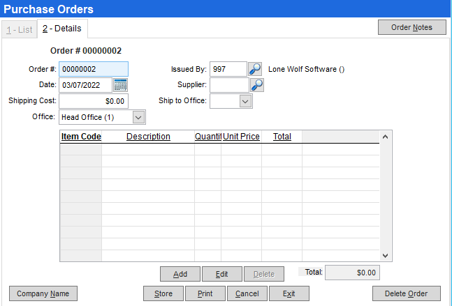 Work with purchase orders (Back Office)