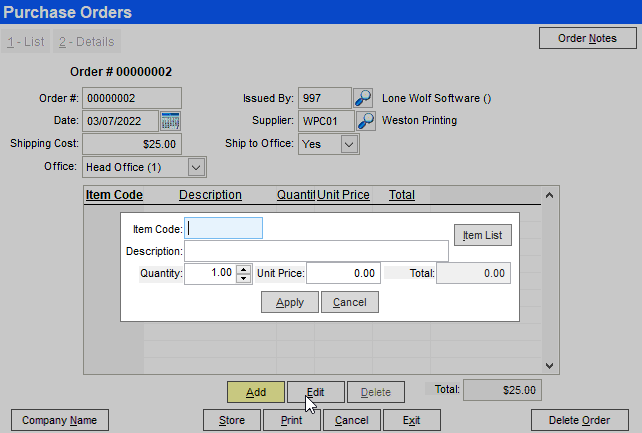 Work with purchase orders (Back Office)