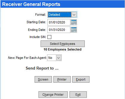 Generate a Receiver General report [CAN] (Back Office)