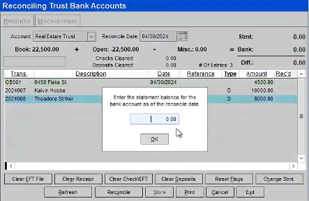 Perform a preparatory bank reconciliation (Back Office)