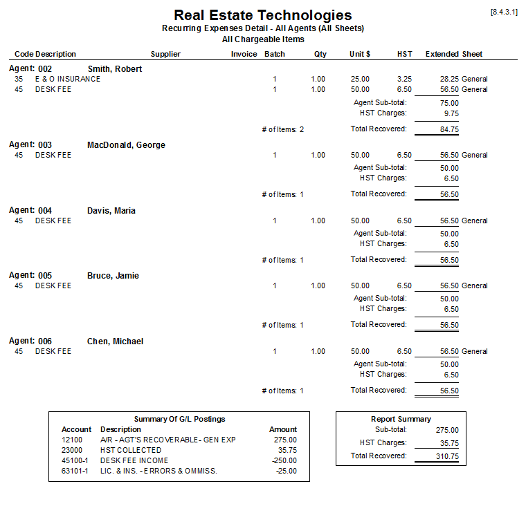 Print Recurring Expenses Back Office 