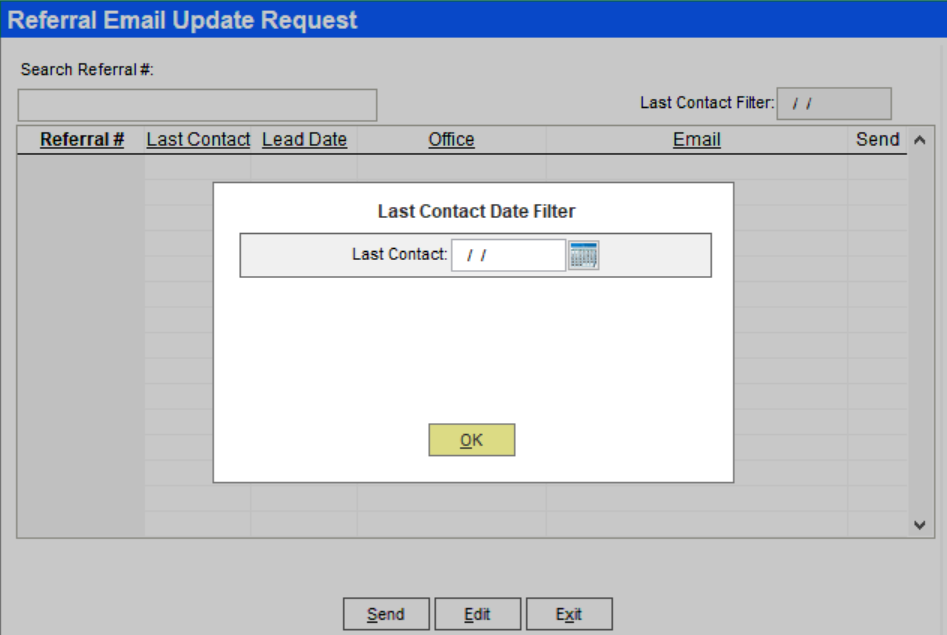 Email a referral update request (Back Office)