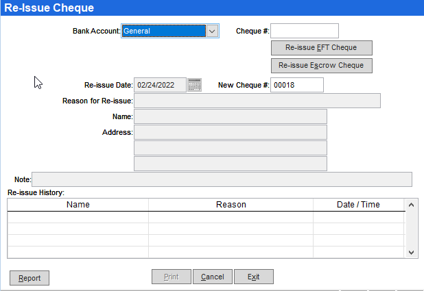 Re-issue a check or Electronic Funds Transfer (EFT) (Back Office)