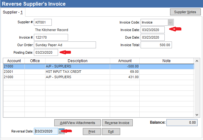 Reverse an accounts payable invoice and check (Back Office)