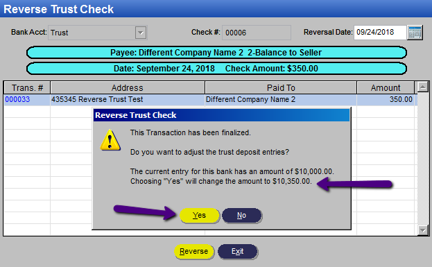 About reversing a trust check correctly (Back Office)
