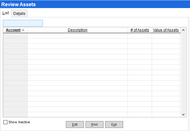 Review and add, modify, or delete assets (Back Office)