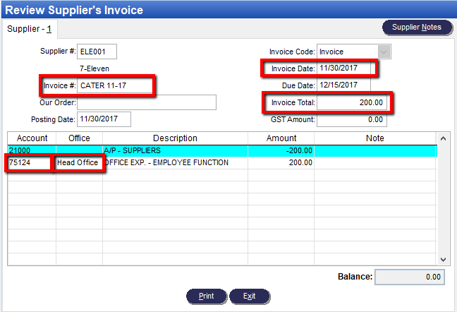 Write off or cancel a vendor or supplier invoice (Back Office)