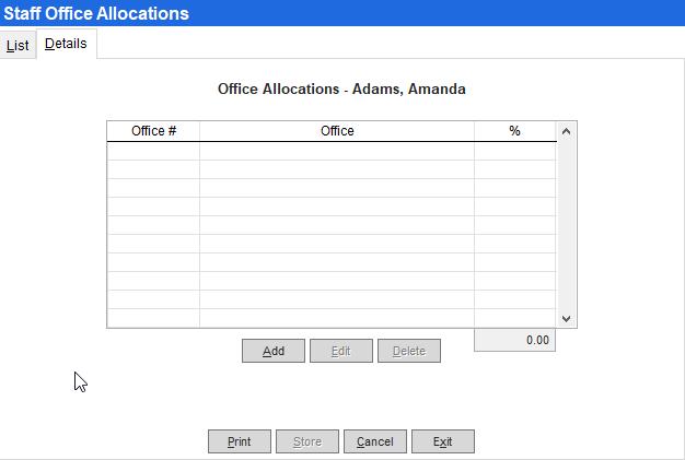 Allocate staff expenses to multiple offices (Back Office)