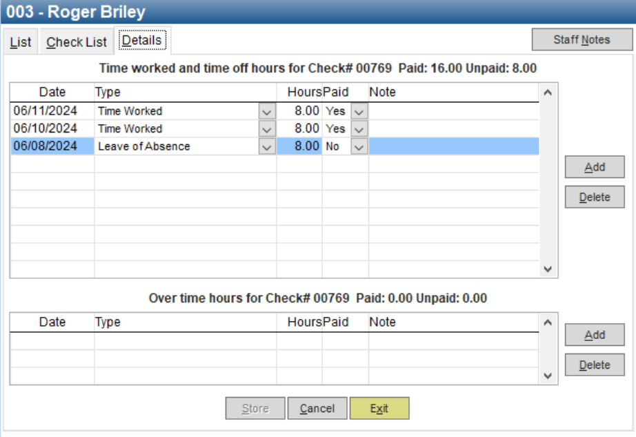 Adjust a time card or attendance card (Back Office)