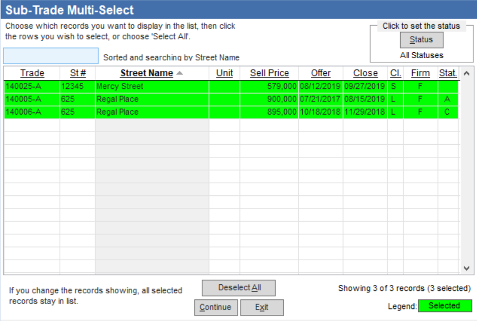 Print multiple transaction records (Back Office)