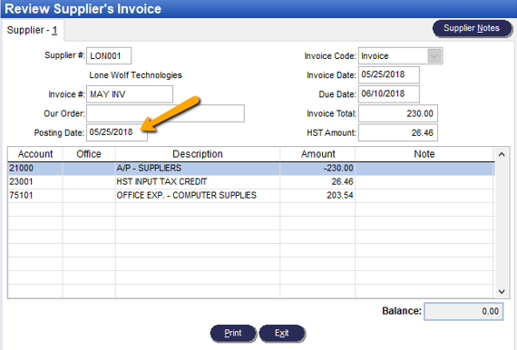 Change the reversal date of an invoice (Back Office)