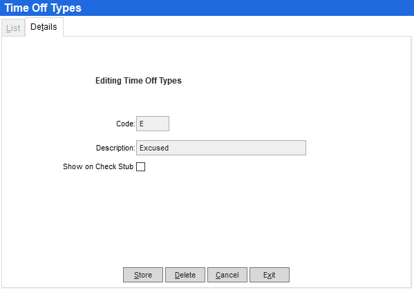 Edit time off types (Back Office)
