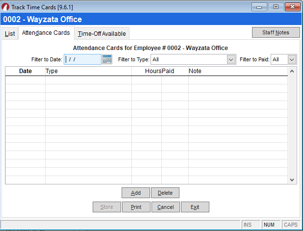 Track time cards and attendance cards (Back Office)