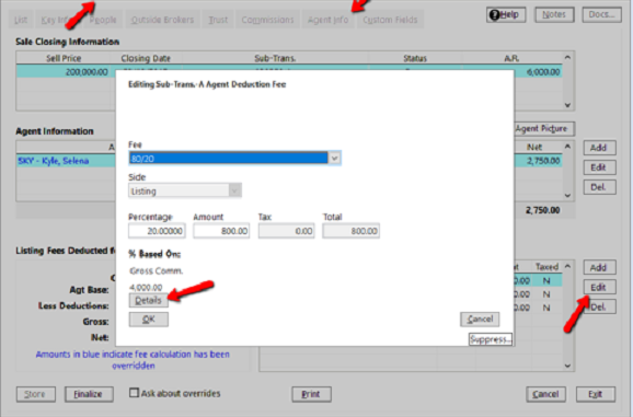 Set a team target in an agent deduction fee (Back Office)