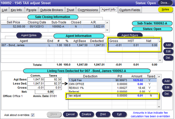 Process tax rounding on transactions (Back Office)