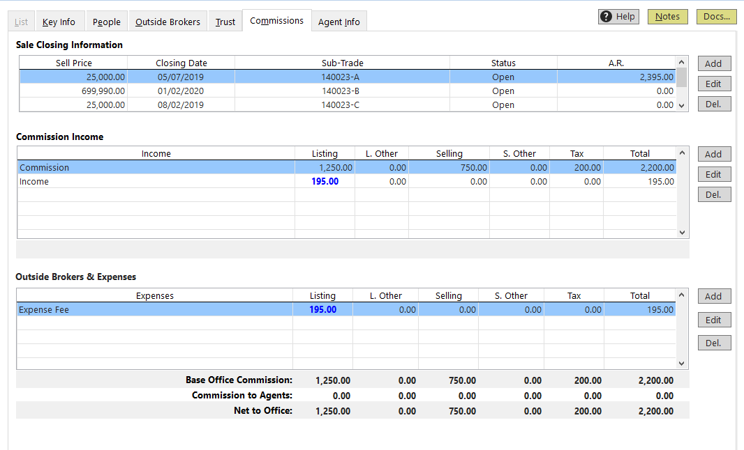 Set up income and expense fees (Back Office)