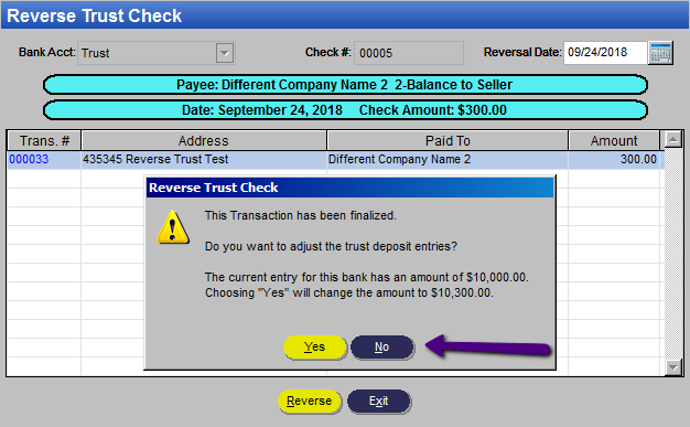 About reversing a trust check correctly (Back Office)