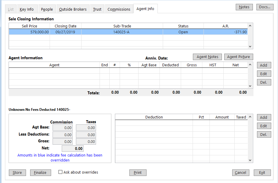 Pay out commission from a fallen through transaction (Back Office)