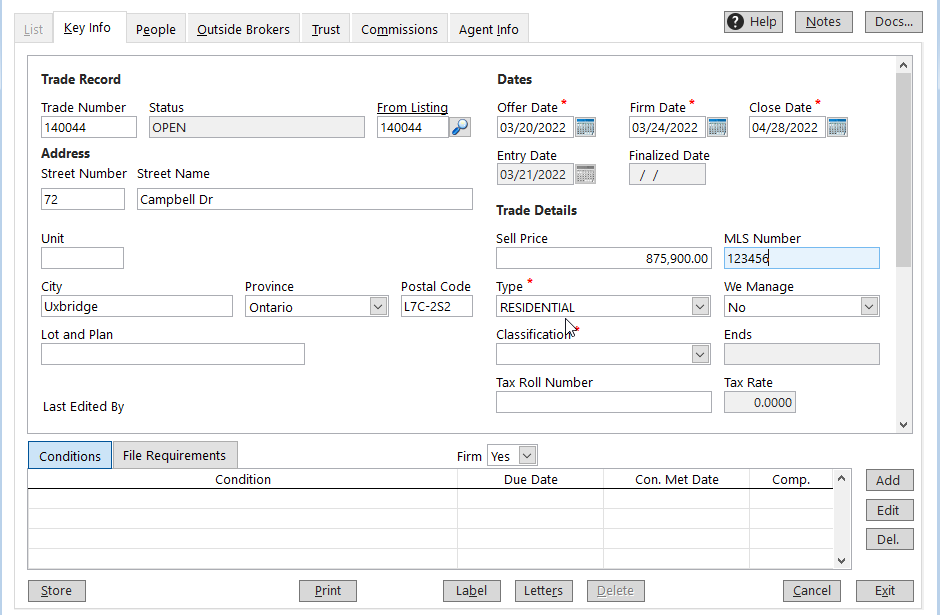Convert an existing listing into a transaction (Back Office)