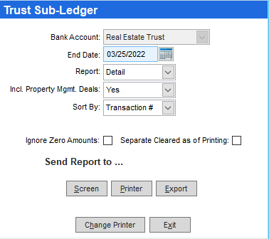 Print the trust ledger (Back Office)