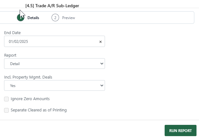 Print the accounts receivable ledger (new Back Office)