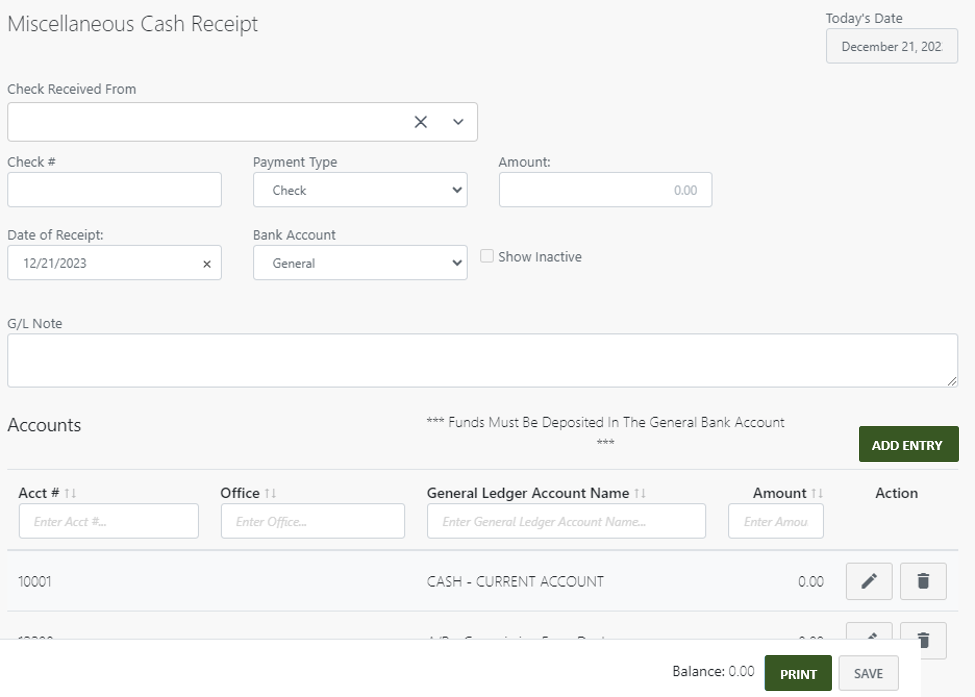 Post a cash receipt (new Back Office)