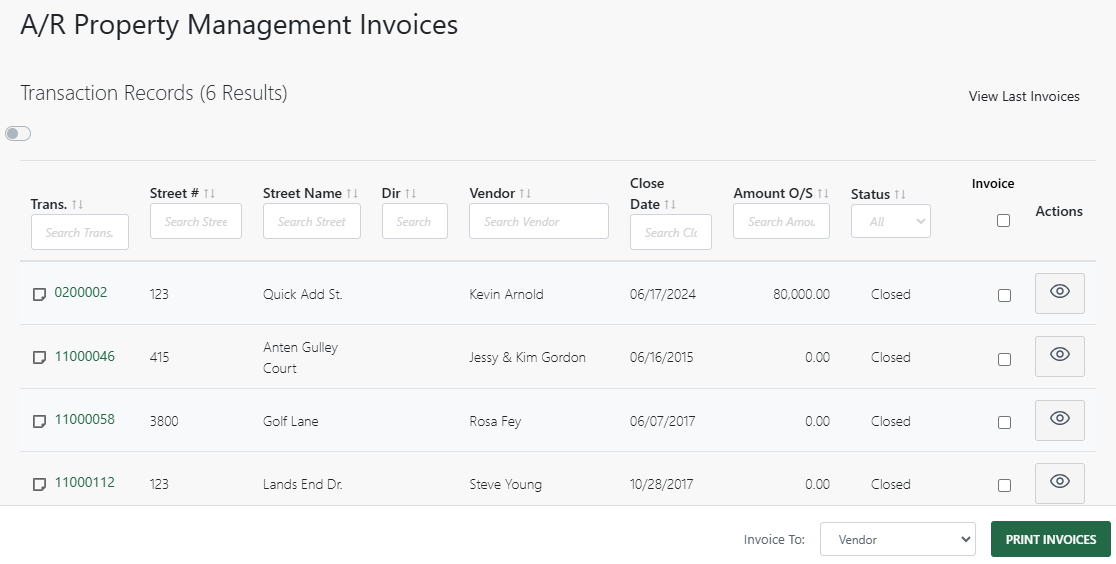 Issue a property management invoice (new Back Office)