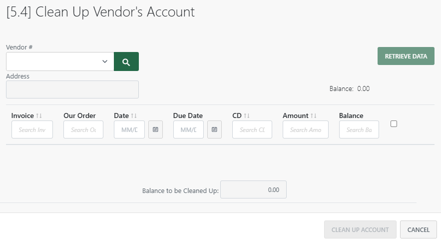 Clean up a vendor's account (new Back Office)