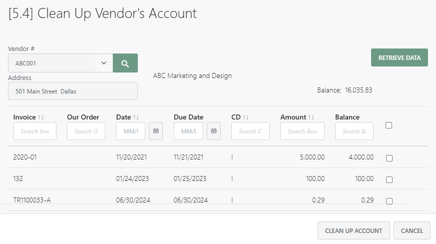 Clean up a vendor's account (new Back Office)