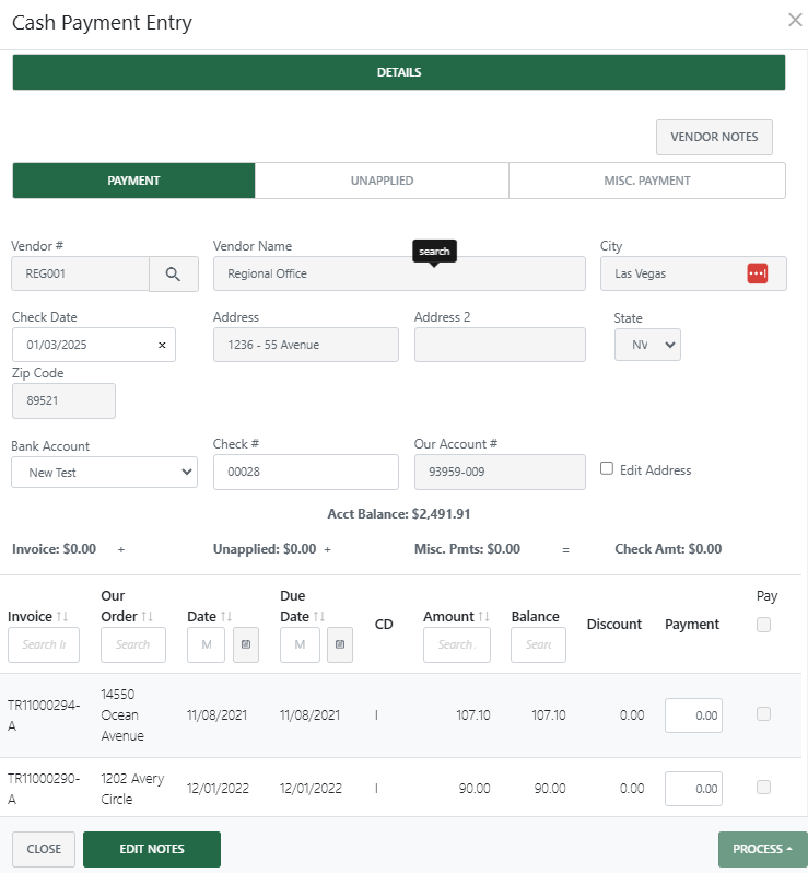 Process an agent's advance (new Back Office)