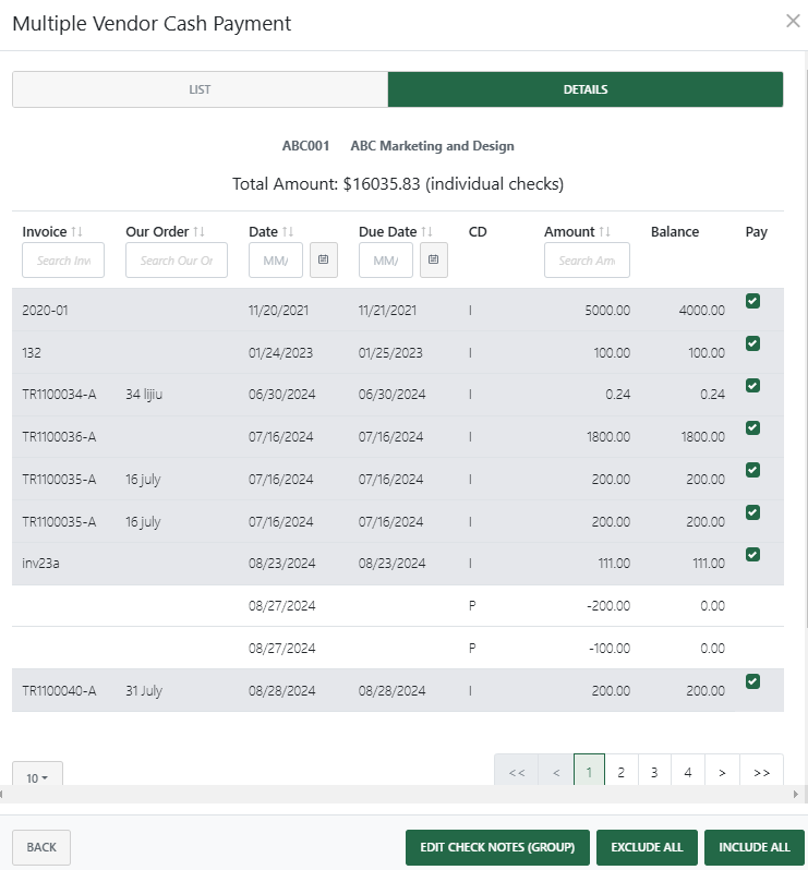 Pay multiple vendors at once (new Back Office)