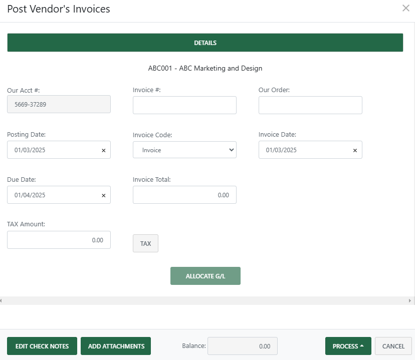 Post an invoice (new Back Office)