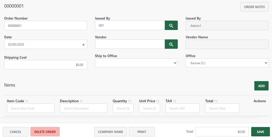 Work with purchase orders (new Back Office)