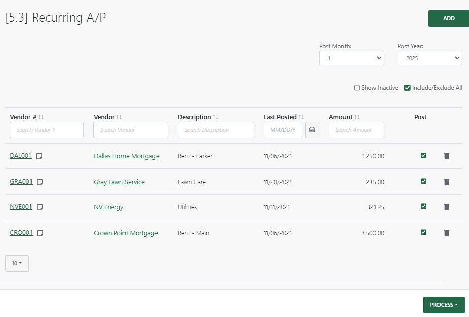 Manage recurring accounts payables (new Back Office)