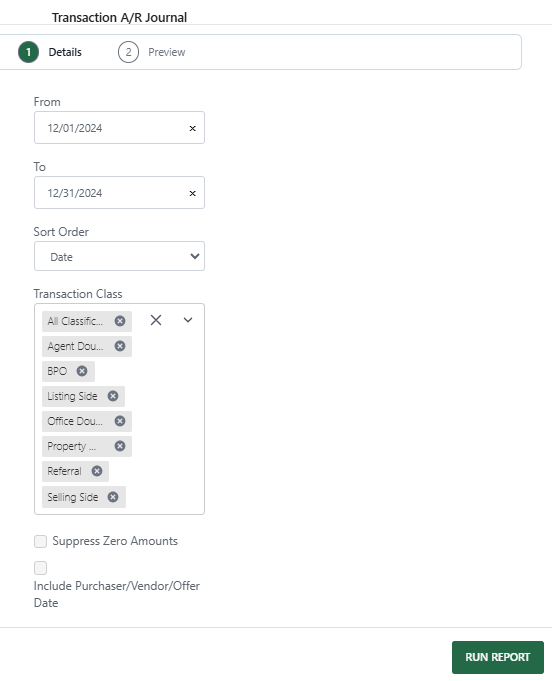 Print the accounts receivable journal (new Back Office)