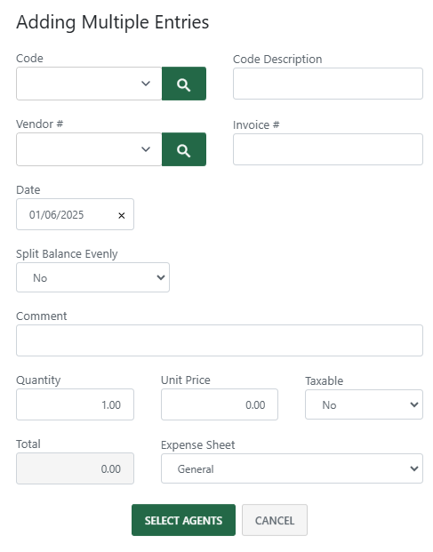 Post group expenses to agents (new Back Office)