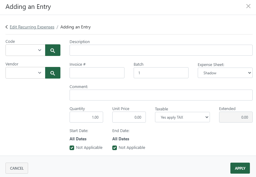 Add a recurring expense to an agent (new Back Office)