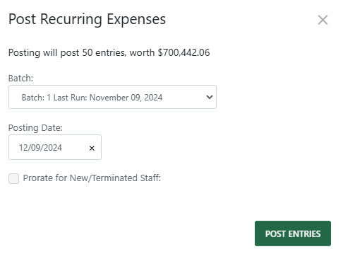 Post a recurring expense (new Back Office)