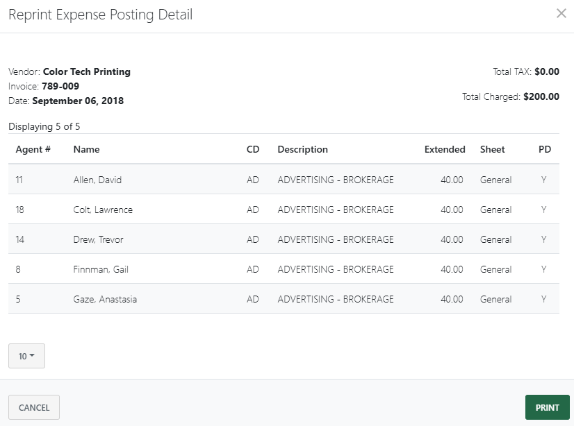 Reprint Expense Posting Details New Back Office