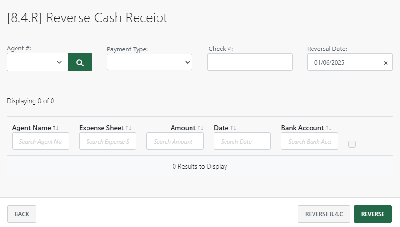 Reverse an agent's credit card payment (new Back Office)