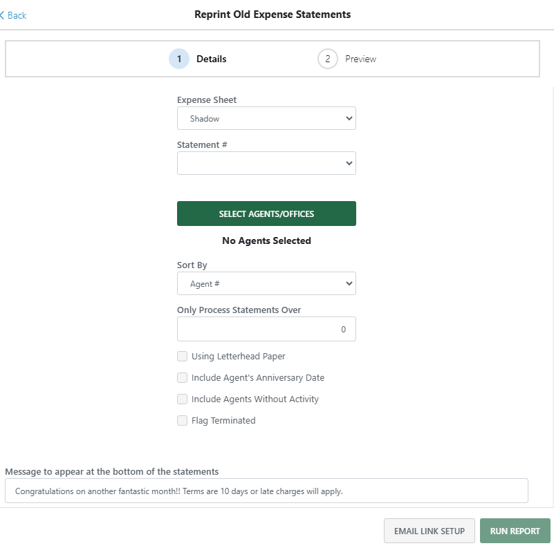 Reprint an expense statement (new Back Office)