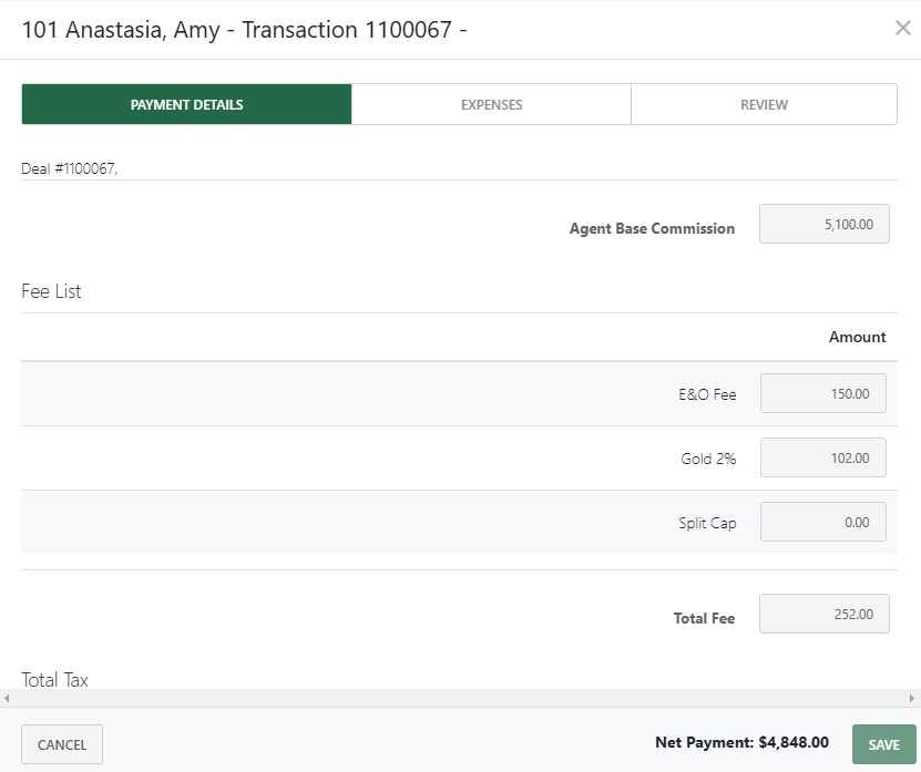 Process an agent's advance (new Back Office)