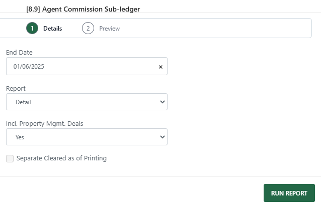 Generate an Agent Commission Sub-Ledger report (new Back Office)