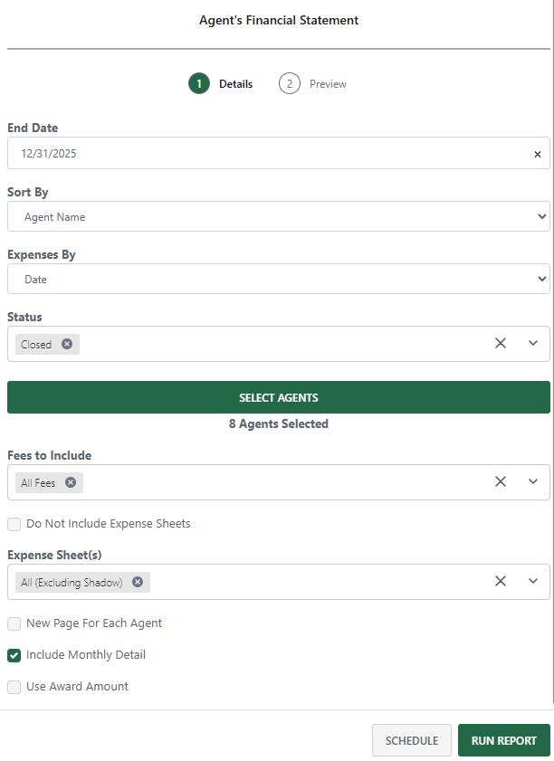 Generate an Agent Financial Statement (new Back Office)