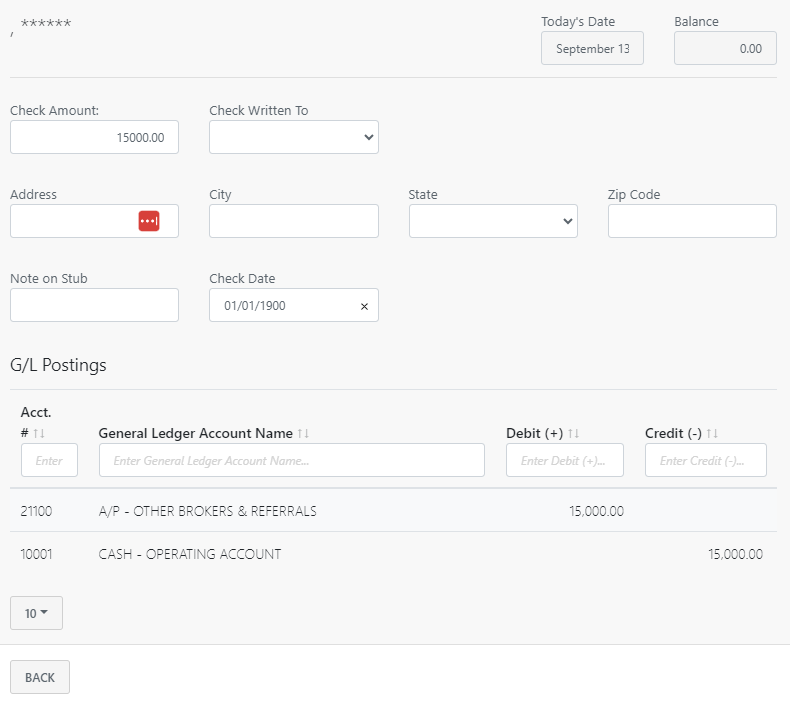 Issue a payment to an outside broker (new Back Office)