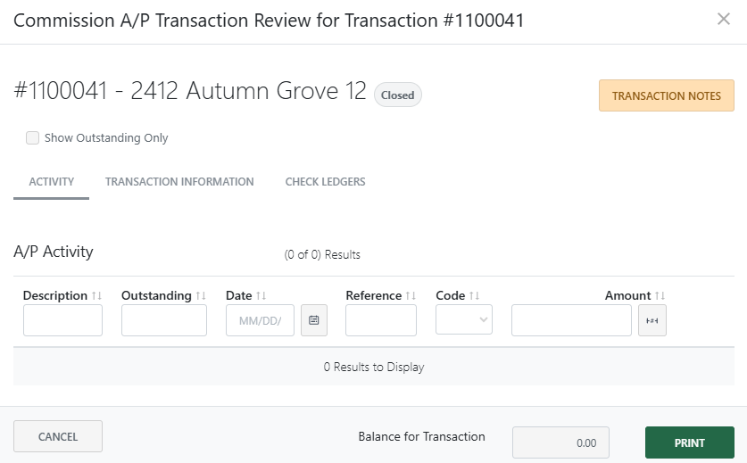 Review activity for a transaction (new Back Office)