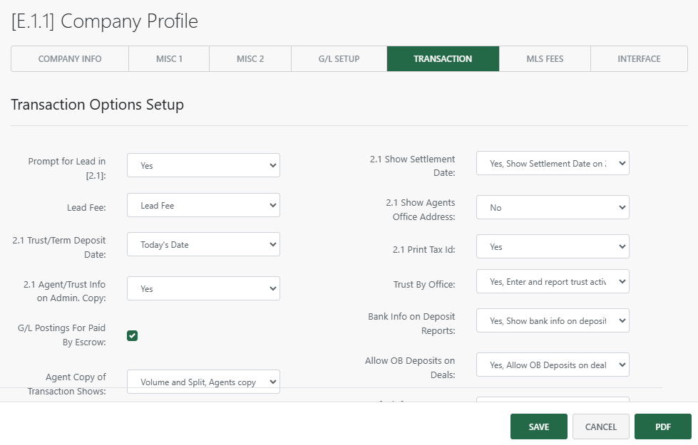 Set up transactions (new Back Office)