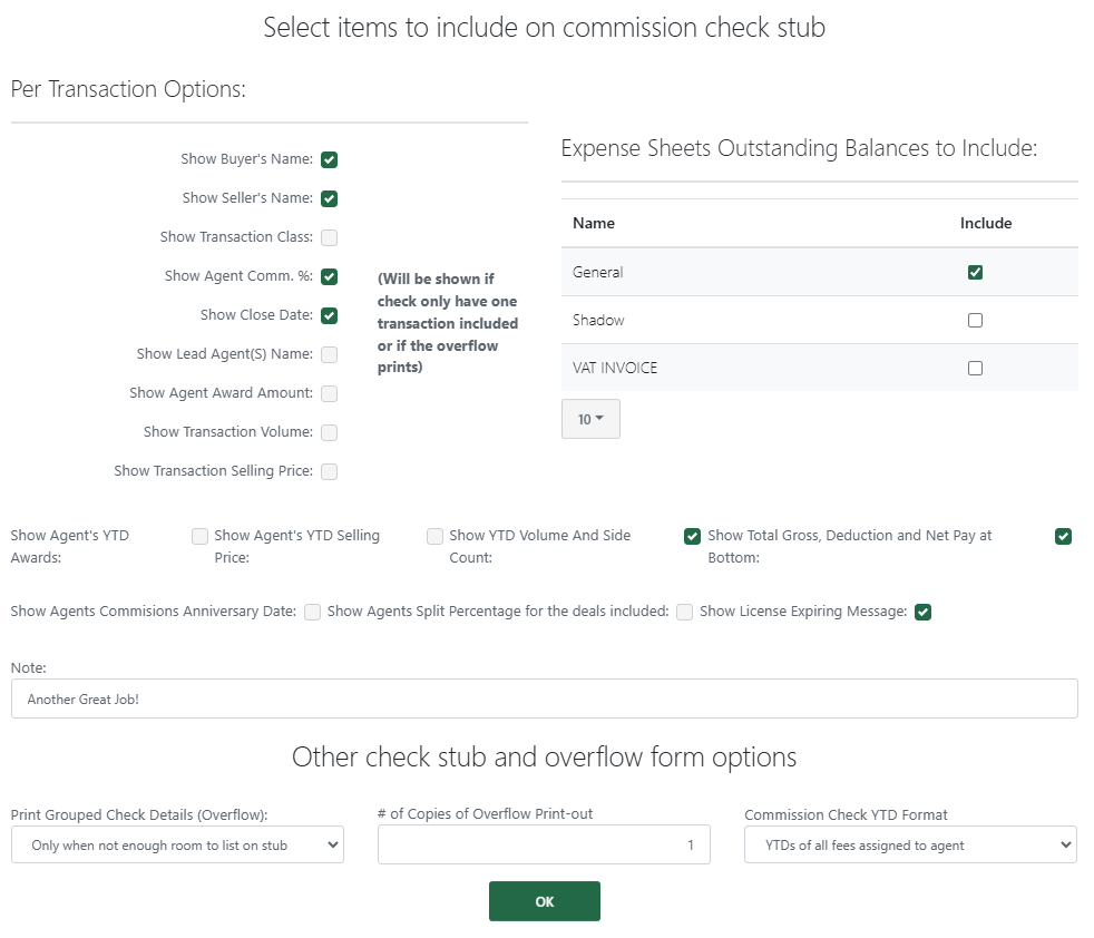 Format commission checks (new Back Office)