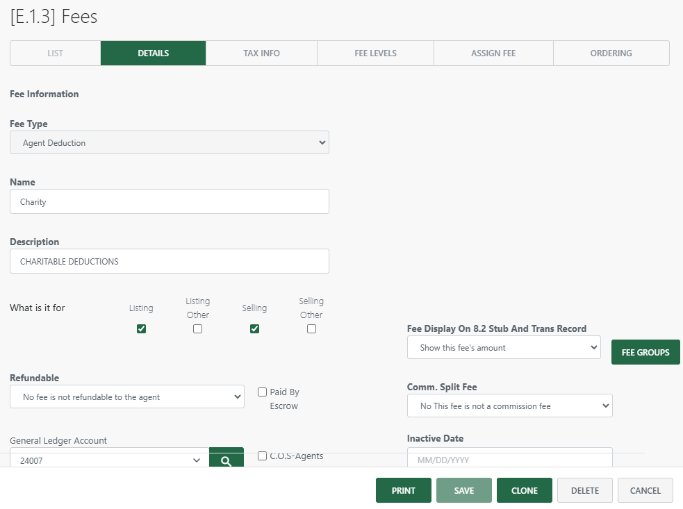 Set up a charitable donation fee (new Back Office)